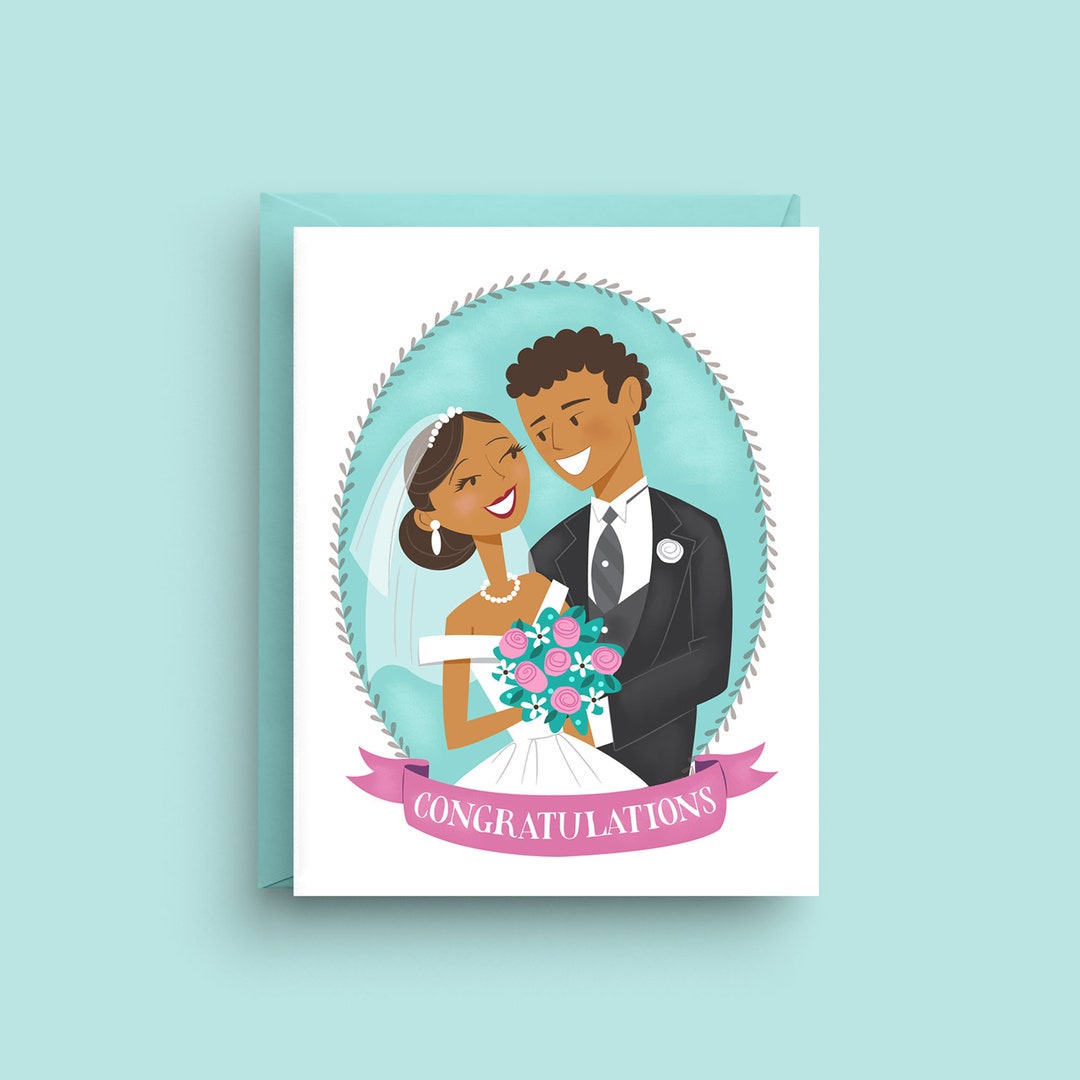 Beautiful Black Bride and Groom Wedding Card, Heartfelt Nuptial ...
