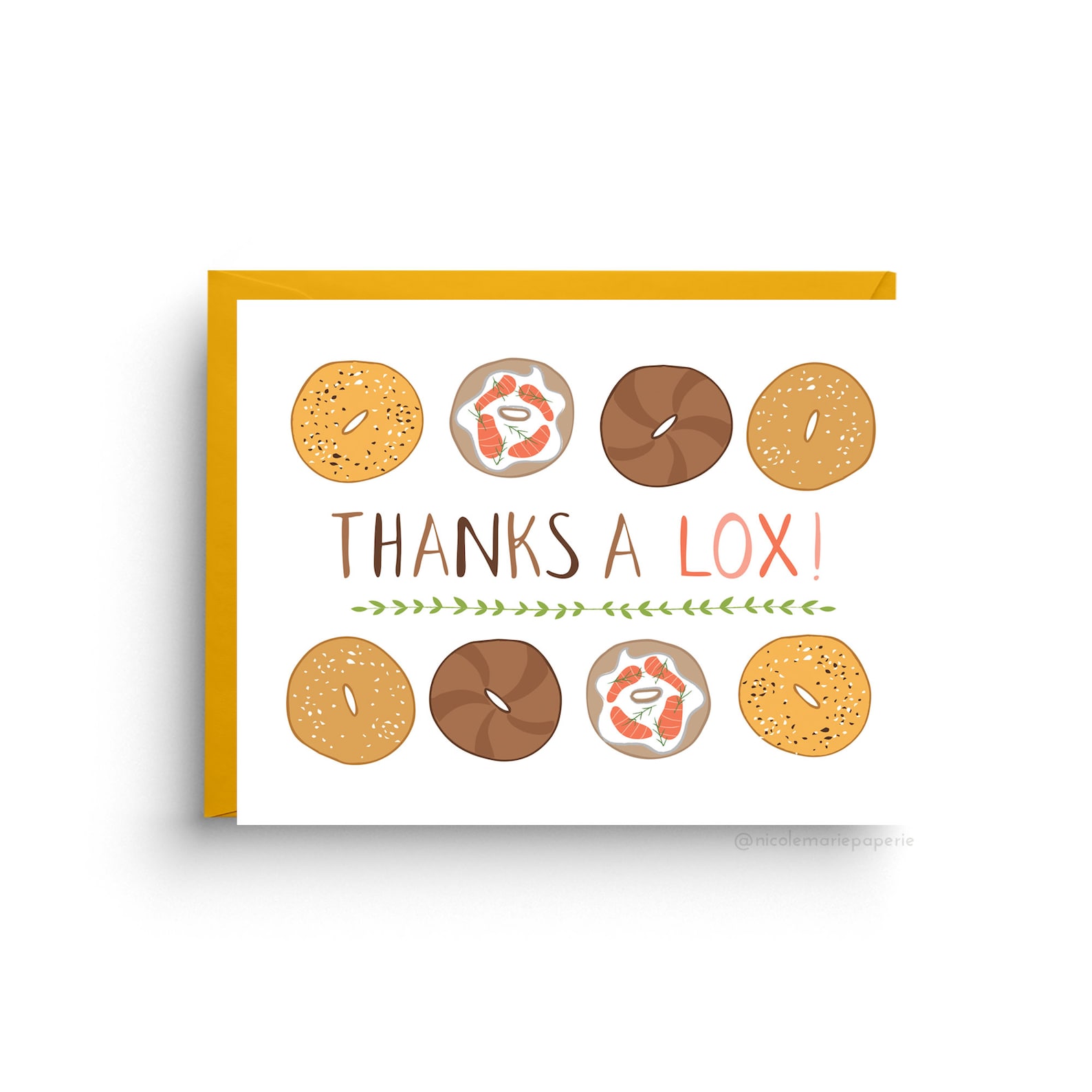 Bagel Card Thank You Card - Etsy