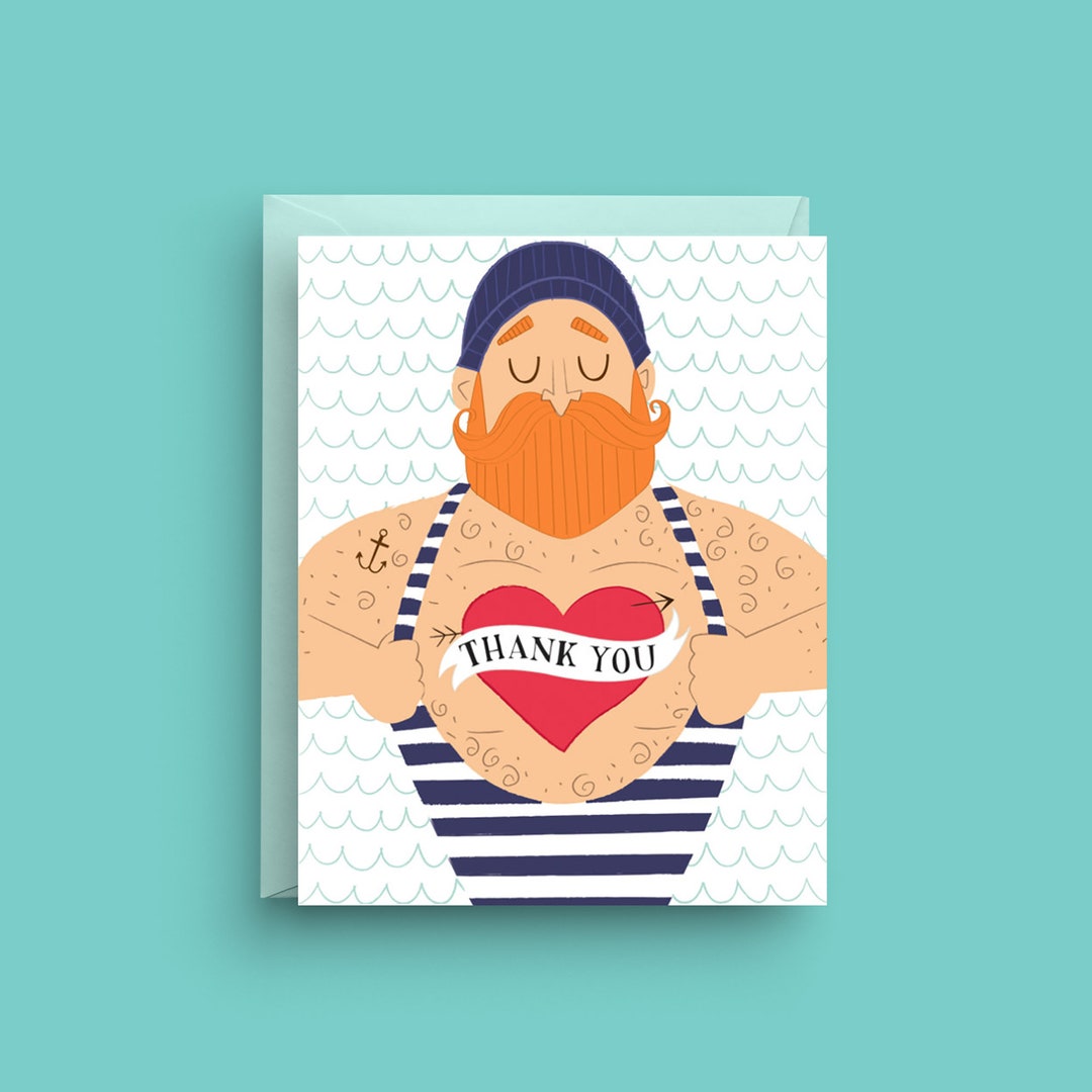 Nautical Sailor Thank You Card, Maritime Appreciation Greeting, A2 Size ...