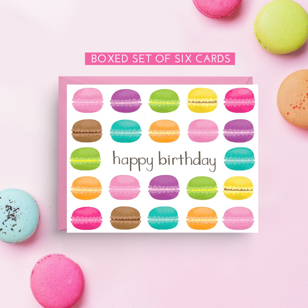 Macarons Card Happy Birthday Card Boxed Set of 6 Cards - Etsy