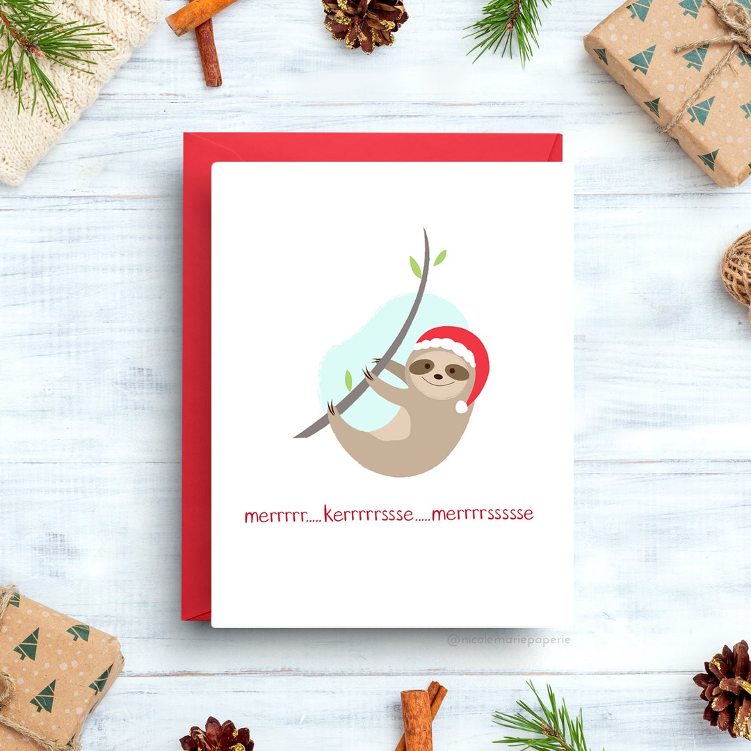 Sloth Christmas Card Funny Christmas Card - Etsy