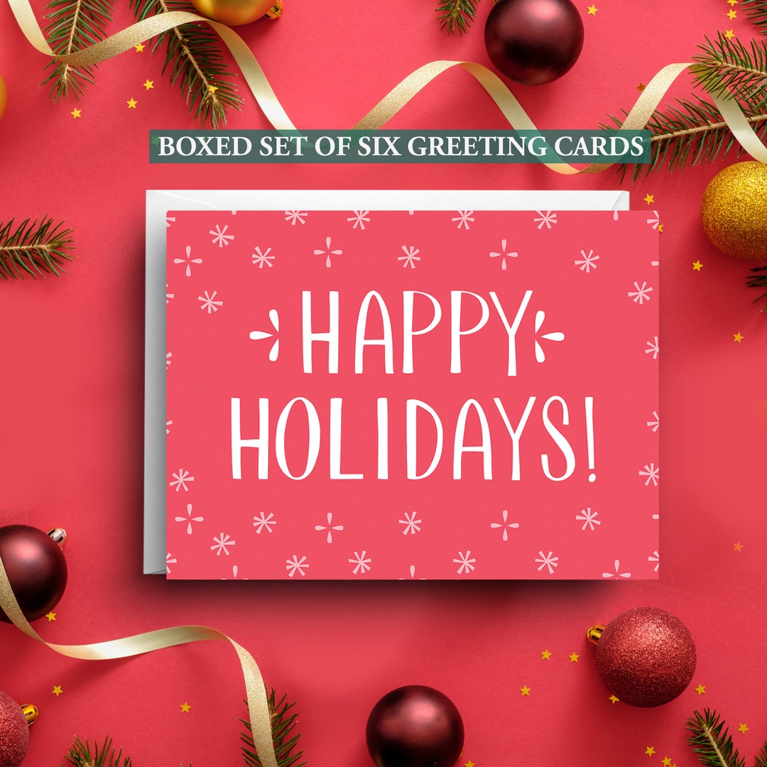 Happy Holidays Card Merry Christmas Card Boxed Set of 6 - Etsy