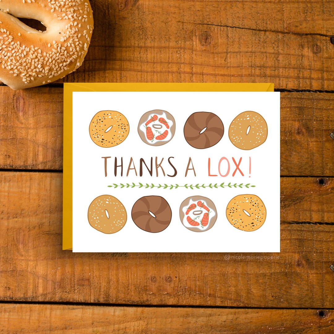 Bagel Card Thanks A Lox Thank You Card - Etsy Hong Kong