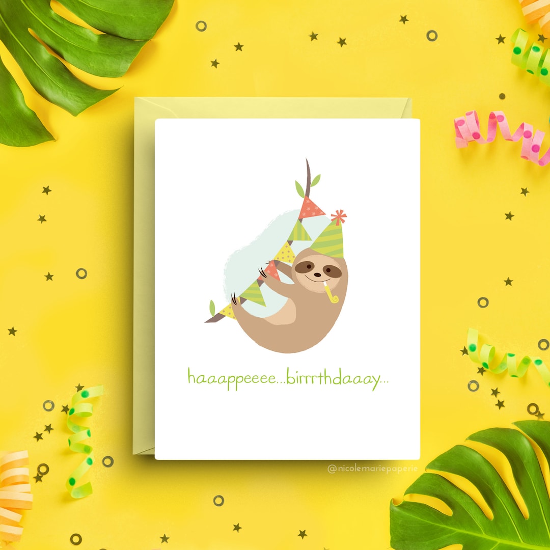 Sloth Birthday Card Kid's Birthday Card - Etsy
