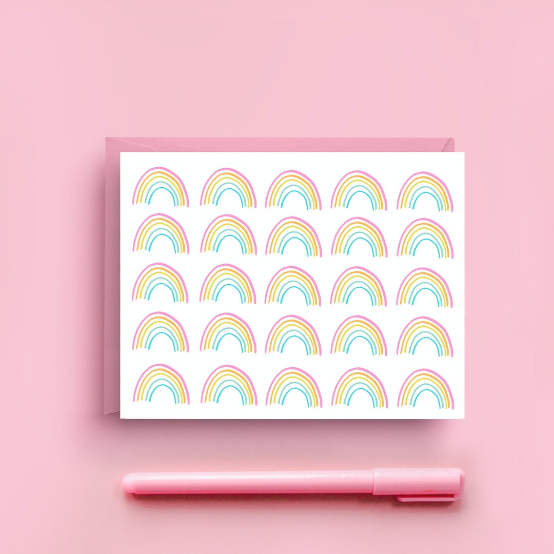Rainbow Notecards, Pastel Rainbow Stationery Set, A2 Size With ...