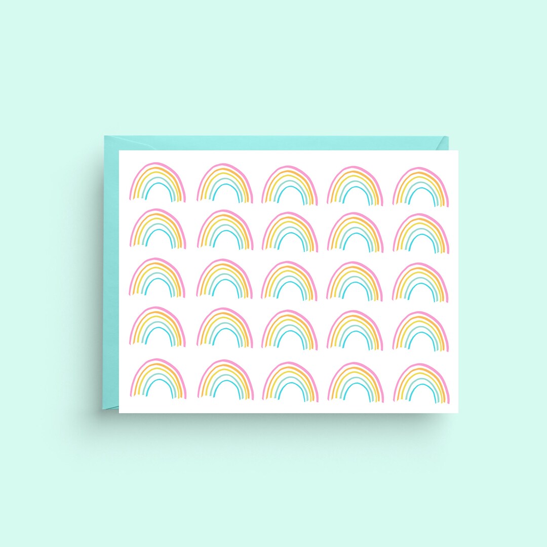 Rainbow Notecards, Pastel Rainbow Stationery Set, A2 Size With ...