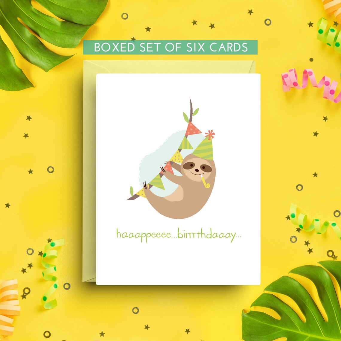 Sloth Birthday Card Kid's Birthday Card Boxed Set of 6 | Etsy