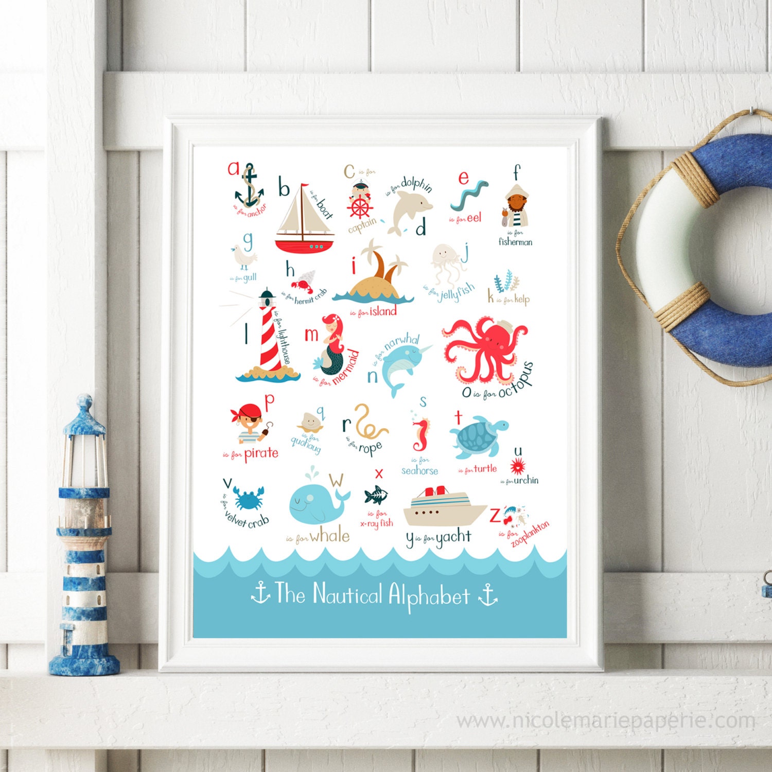 Nautical Alphabet 8x10 11x14 Art Print | Etsy