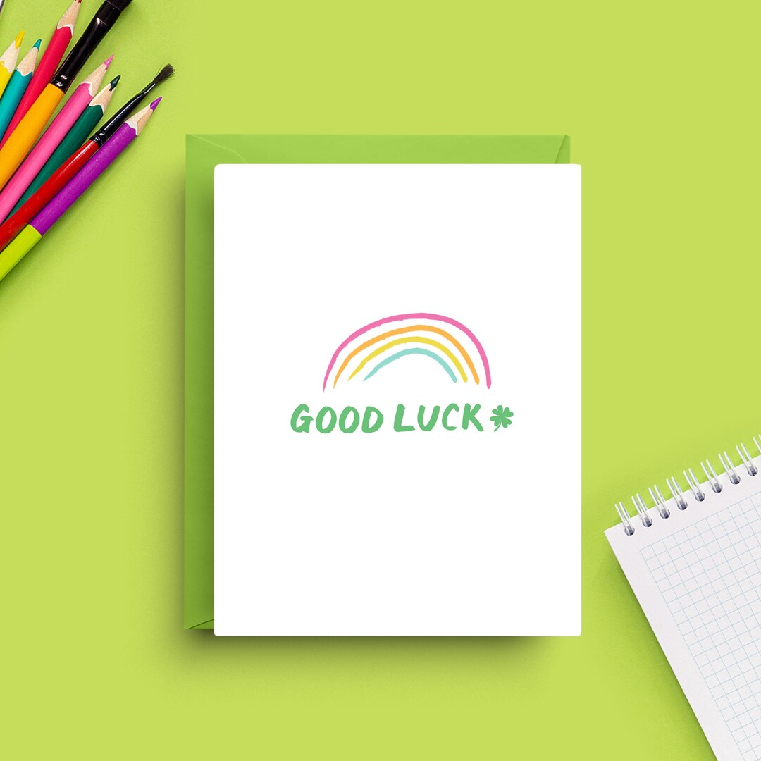 Good Luck Rainbow Encouragement Card Hand-drawn Rainbow - Etsy