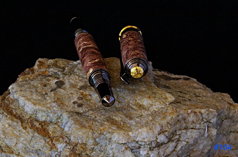 Custom Handmade Wood Pen Art Deco Design Brown Stabilized - Etsy