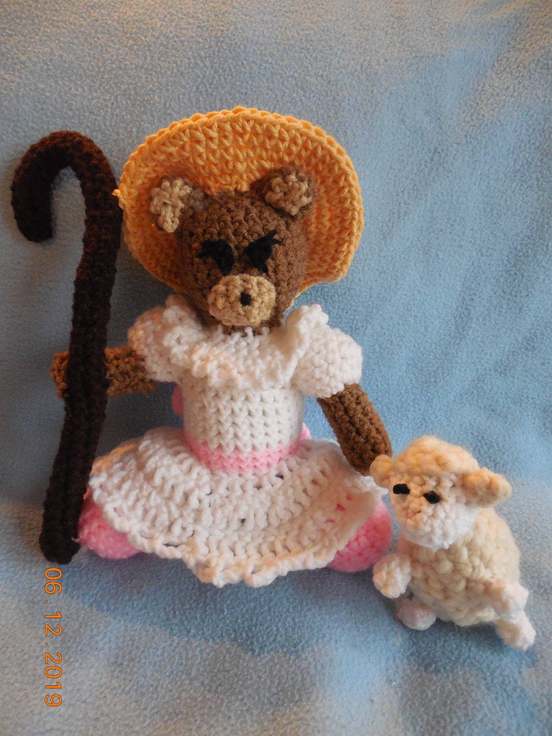 Crochet Little Bo Peep Teddy Bear With Fluffy White Sheep - Etsy
