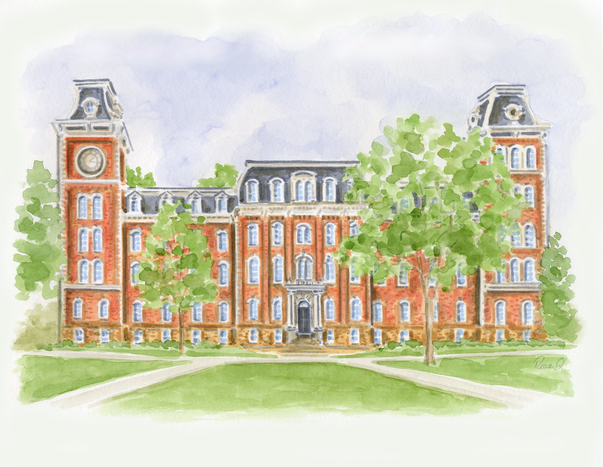 Old Main University of Arkansas Print Arkansas Art Graduation Gift UARK ...