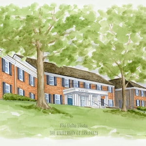 Phi Delta Theta House Print University of Arkansas Greek Gift ...