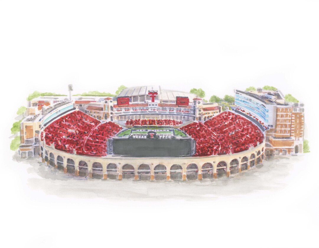 Texas Tech Jones Stadium Art Texas Tech Graduation Gift Red Raider Art ...