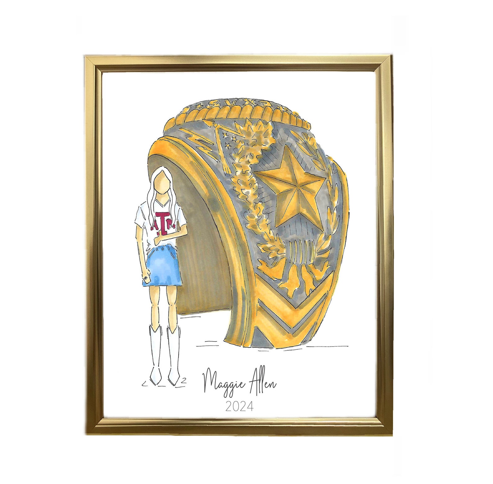Custom Texas A&M Graduation Gift Aggie Ring Custom Graduation Art Grad ...
