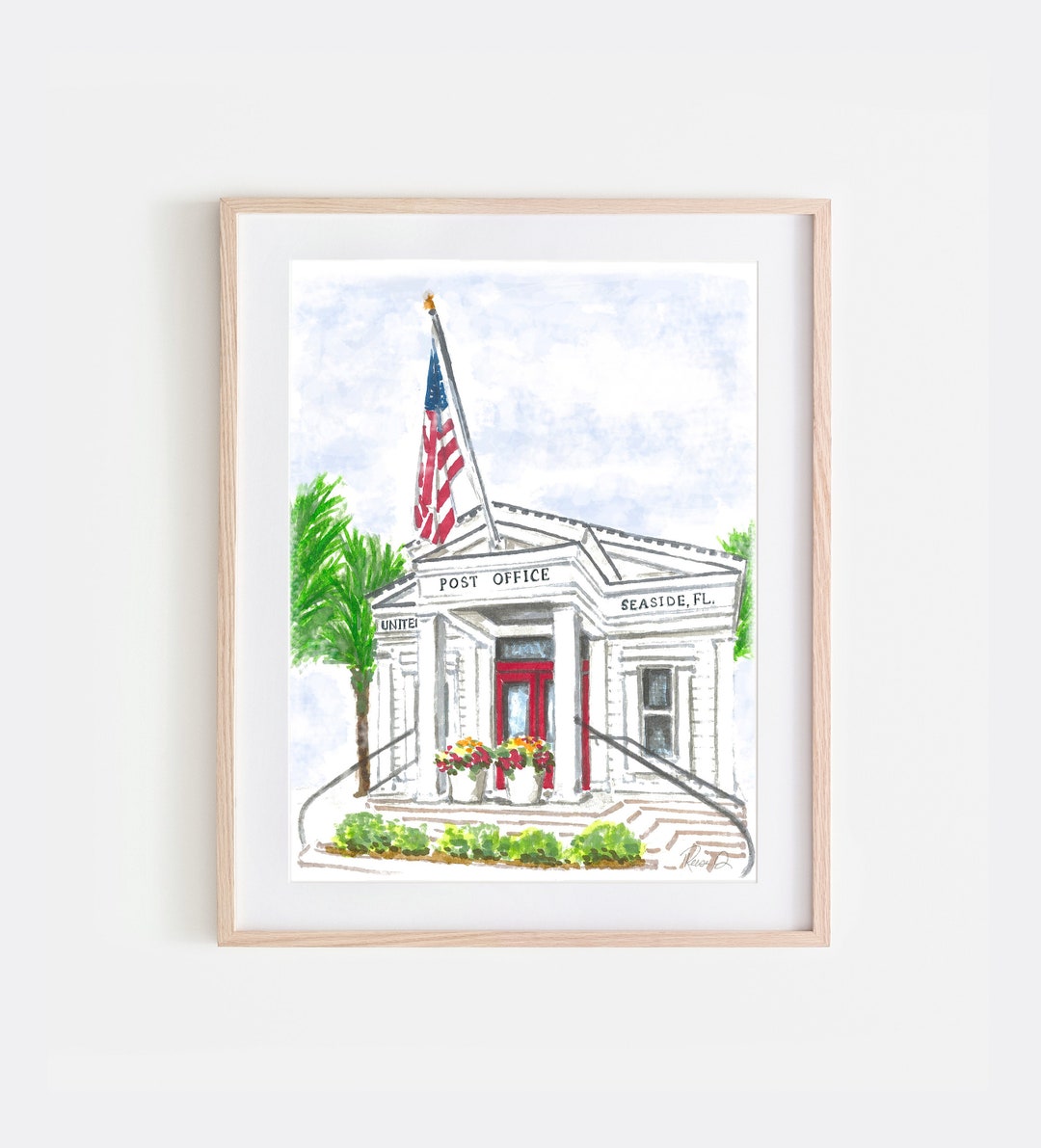 Seaside Florida Post Office Artwork 30A Watercolor Painting of Seaside ...