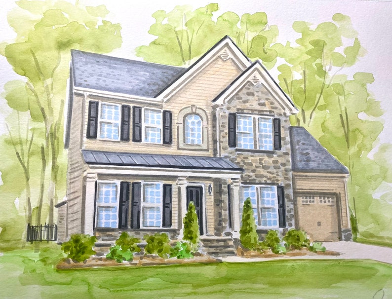 Hand Painted House Watercolor Original House Painting Custom - Etsy