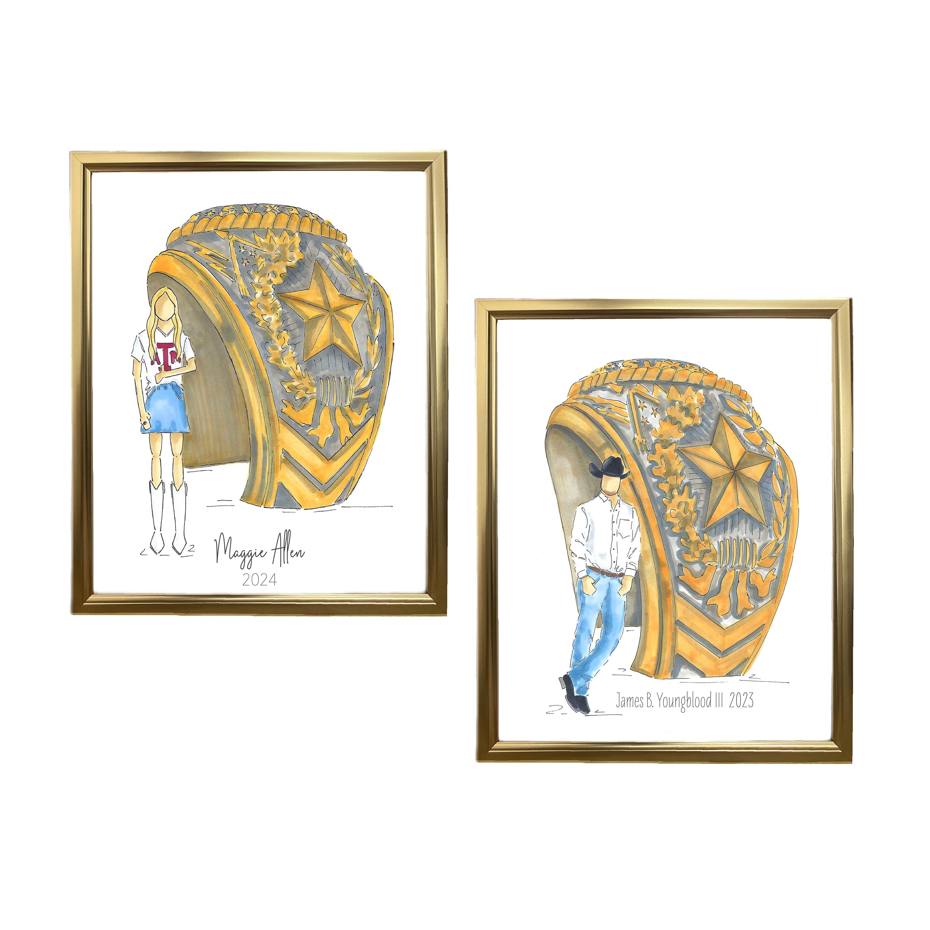 Custom Texas A&M Graduation Gift Aggie Ring Custom Graduation Art Grad ...