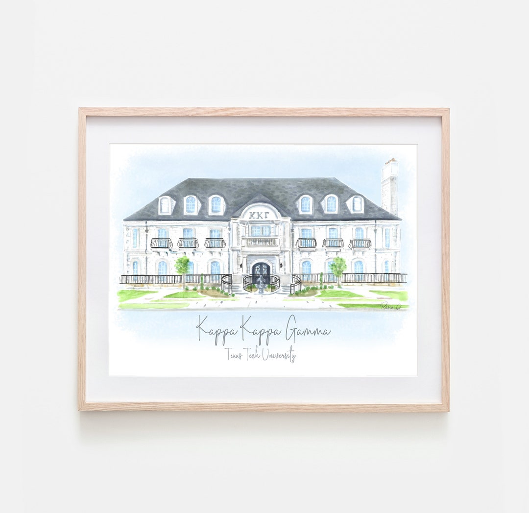 Kappa Kappa Gamma House Print Tech University Greek Gift Sorority House ...