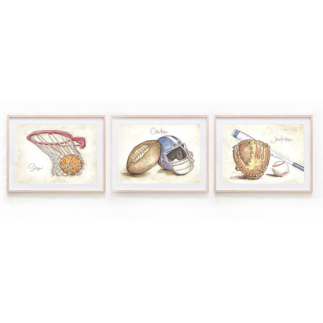 Personalized Sports Nursery Art Playroom Sports Prints Set of Sports ...
