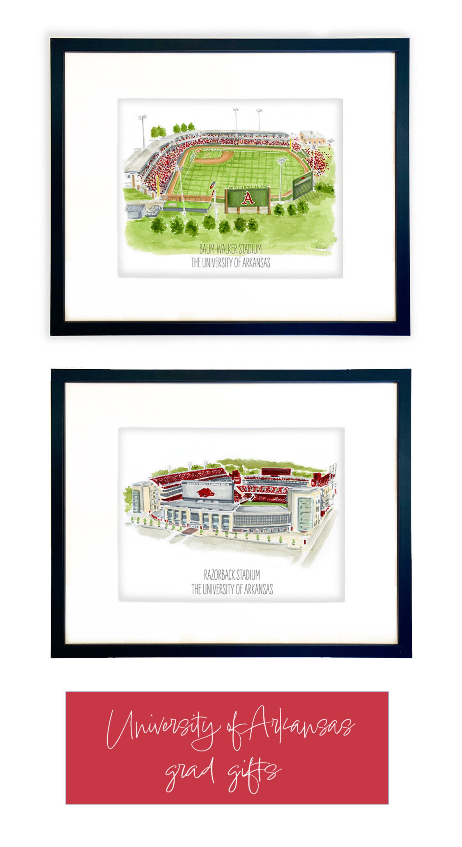 Reynolds Razorback Stadium Art Arkansas Graduation Gift UARK - Etsy