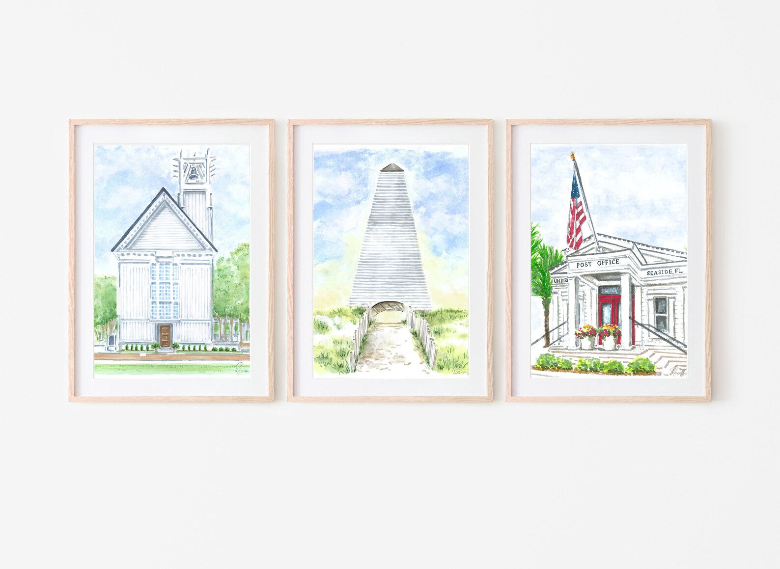 Seaside Florida Post Office Artwork 30A Watercolor Painting of Seaside ...
