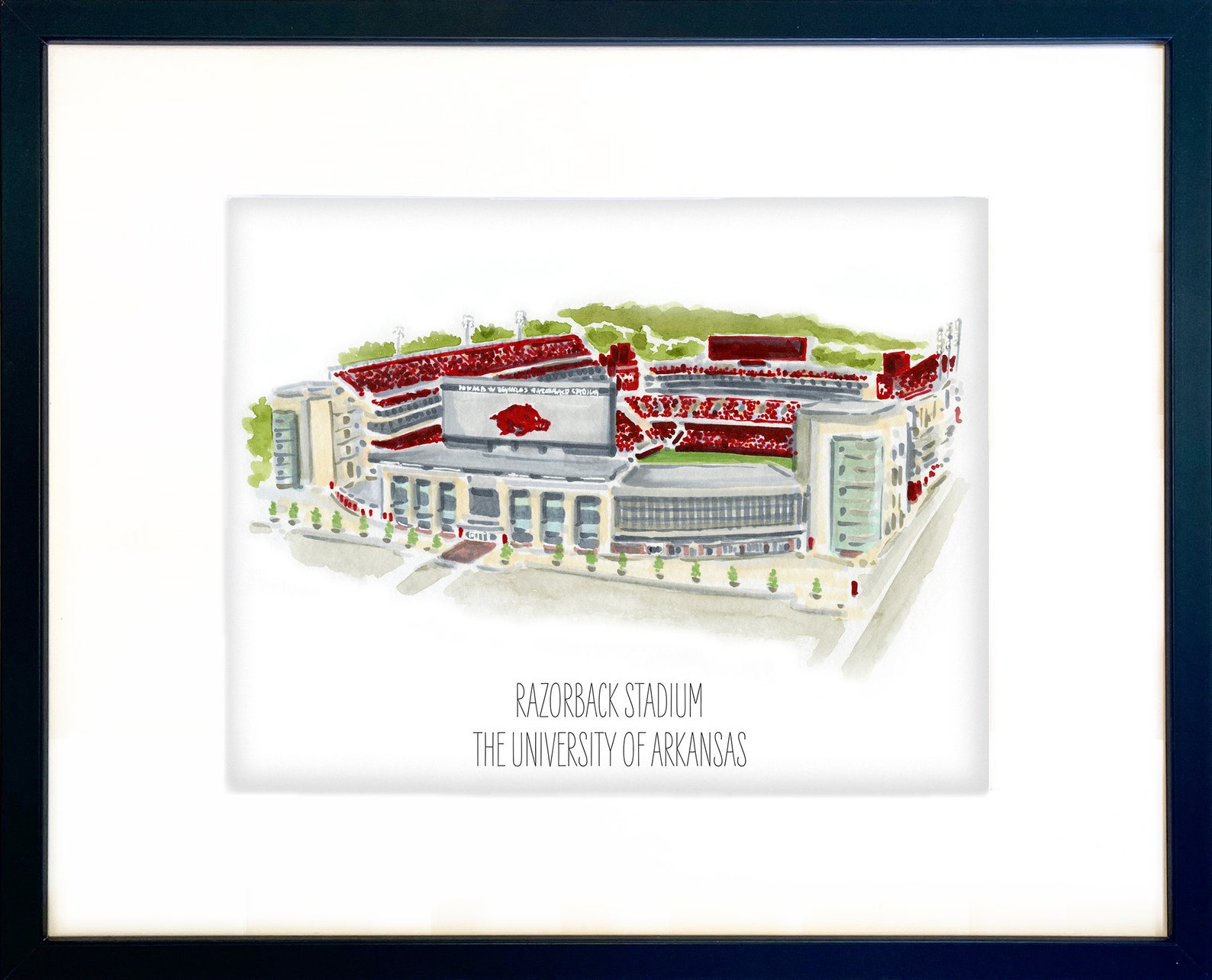 Reynolds Razorback Stadium Art Arkansas Graduation Gift UARK - Etsy