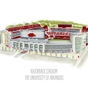 Reynolds Razorback Stadium Art Arkansas Graduation Gift UARK - Etsy