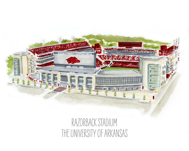 Reynolds Razorback Stadium Art Arkansas Graduation Gift UARK - Etsy