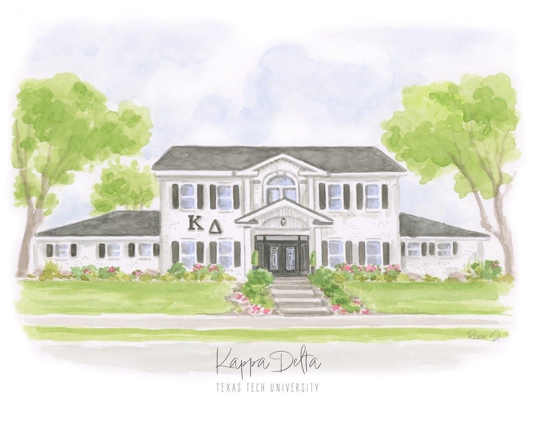 Kappa Delta House Print Texas Tech University Greek Gift Sorority House ...