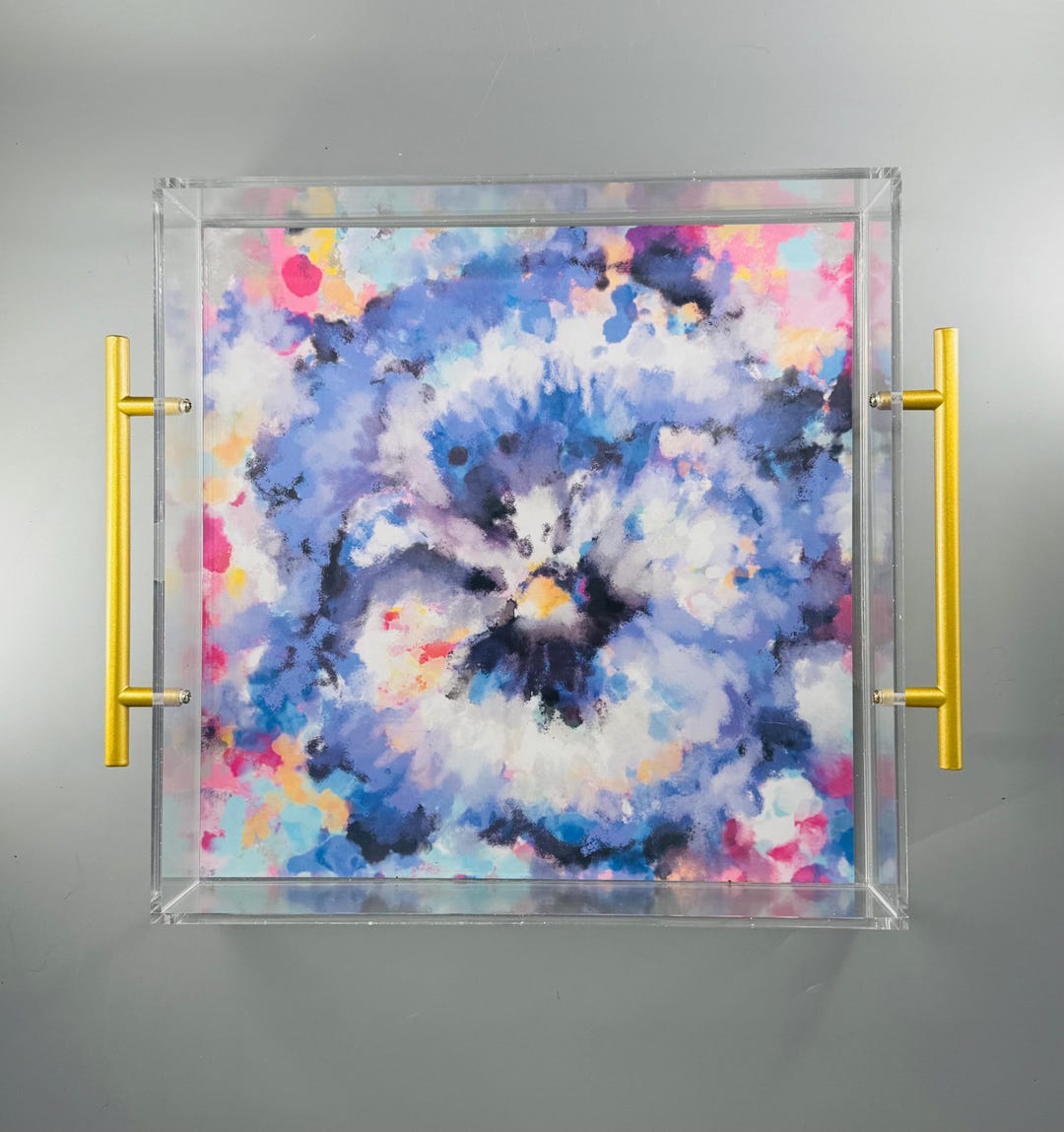 Kappa Alpha Theta Acrylic Tray With Pansy Art for Tri Delt Sorority ...