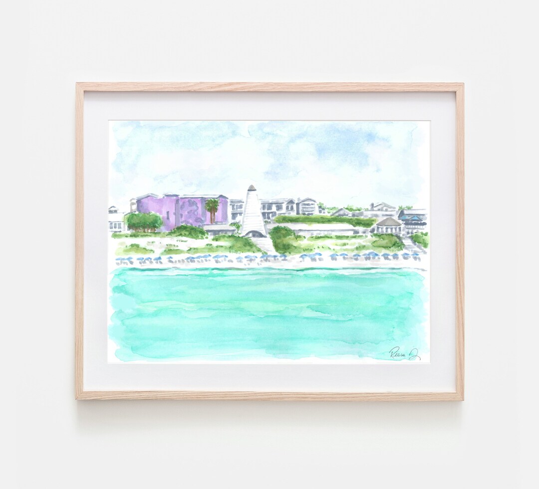 Seaside Florida Art Print 30A Art Beach View Seaside Florida Watercolor ...