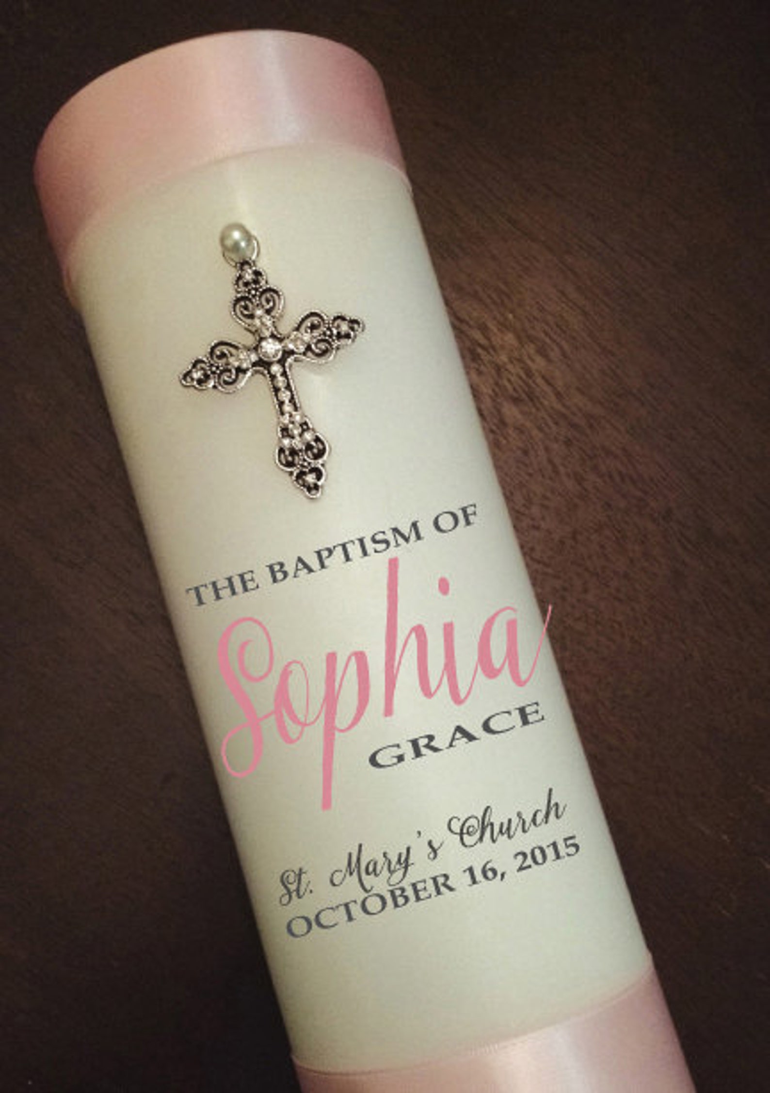 Christening Baptism Personalize Custom Pink Girl Candle - Etsy