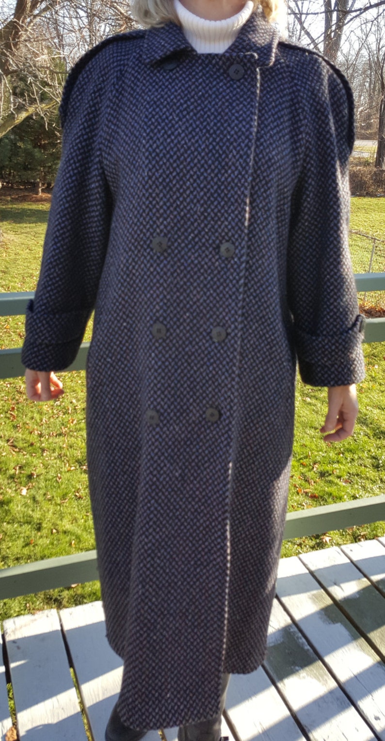 Vintage Tweed Long Wool Coat Size 12 Full Length Tweed | Etsy