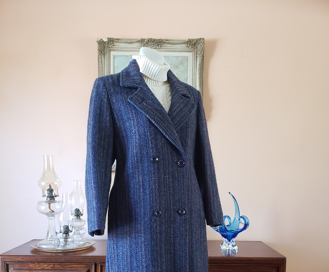 Wool Tweed Winter Coat Size 10 LONDON FOG Overcoat Trench Coat Pure ...