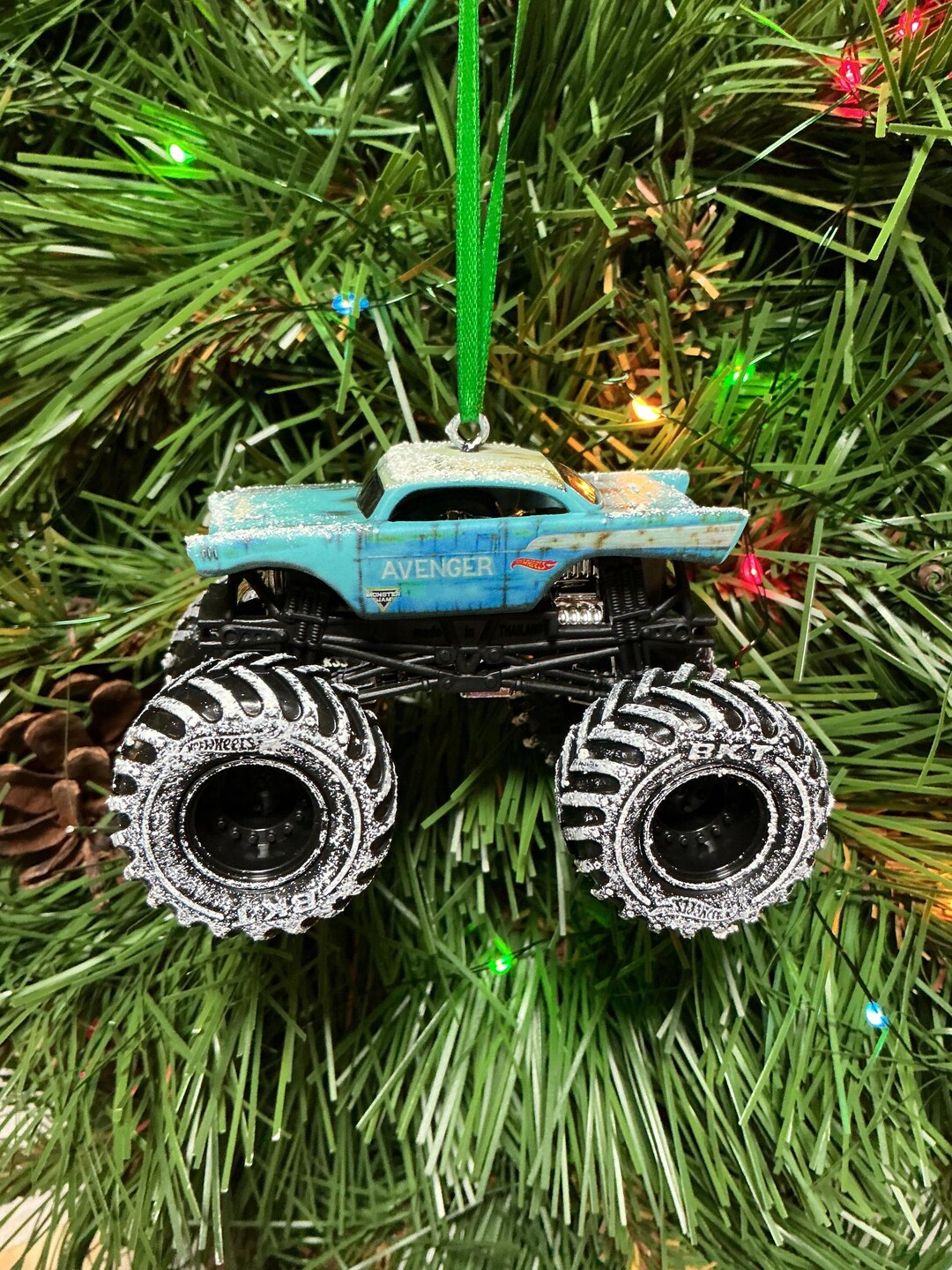 Monster Jam Custom Christmas Ornament Avenger Light Blue W/snow G - Etsy