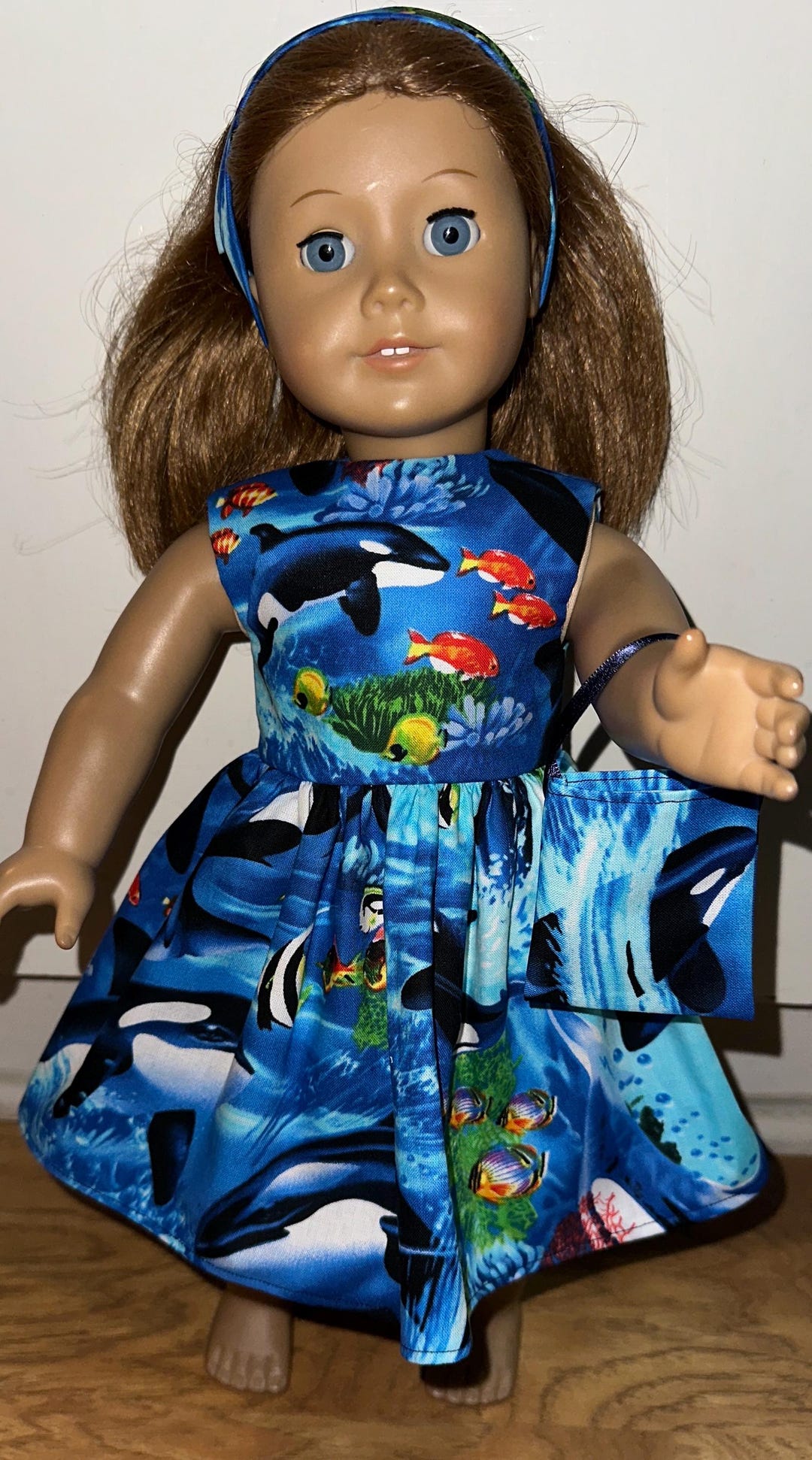 18 Inch Doll Dress: Blue Orca Whale Outfit With Headband & Purse - Etsy