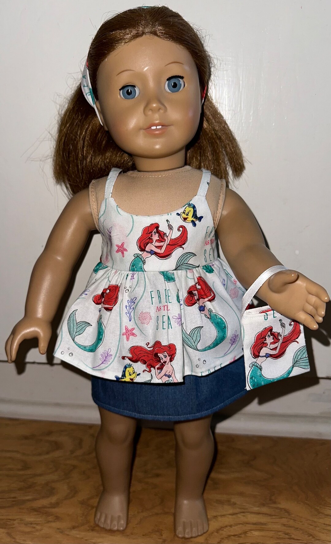 18 Inch Doll Outfit Little Mermaid Ariel Jean Skirt and Top Outfit With ...