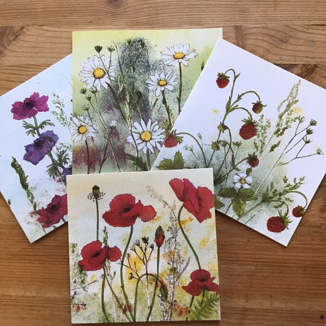 Pack of 4 Square Cards C - Etsy