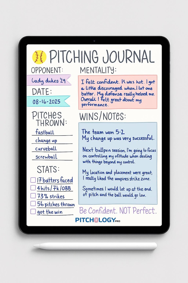 Softball Pitcher’s Journal - Mental Game & Pitching Stats Log Printable ...