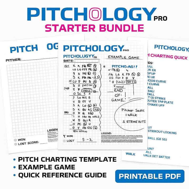 Softball Pitch Charting System | Pitch Calling Template + Example Game ...