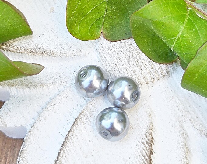 Shimmery Silver Grey Glass Pearl Beads 10mm - Etsy