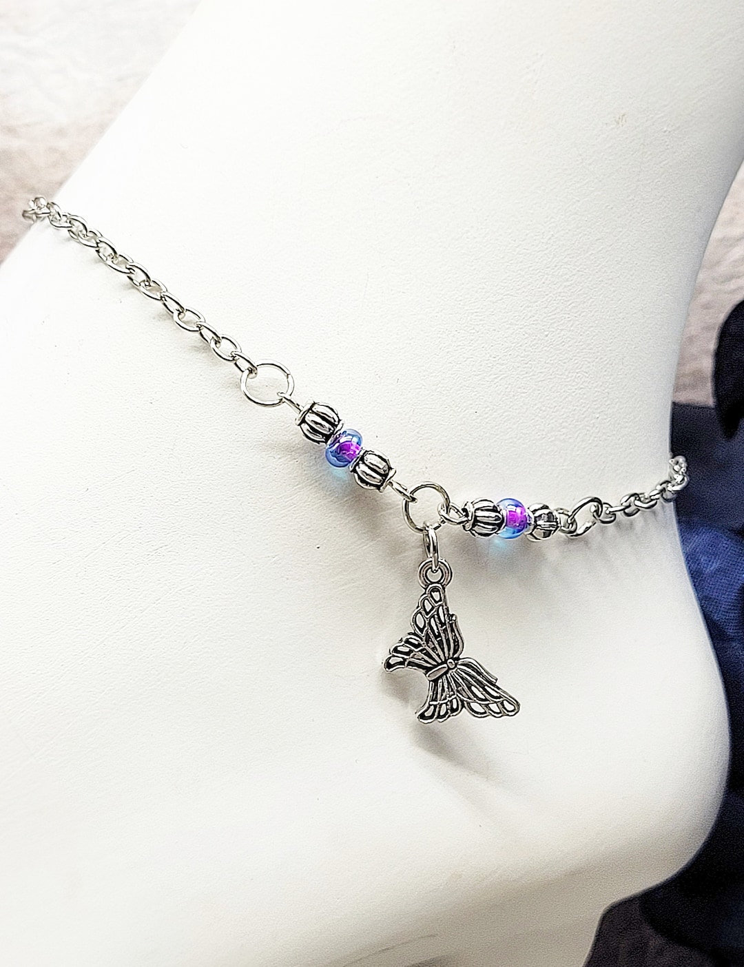 Butterfly Anklet Silver Chain Ankle Bracelet With Butterfly Charm and ...