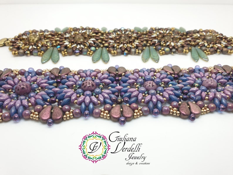 Pavo Bracelet TUTORIAL with SuperDuo Round Beads Baroque | Etsy