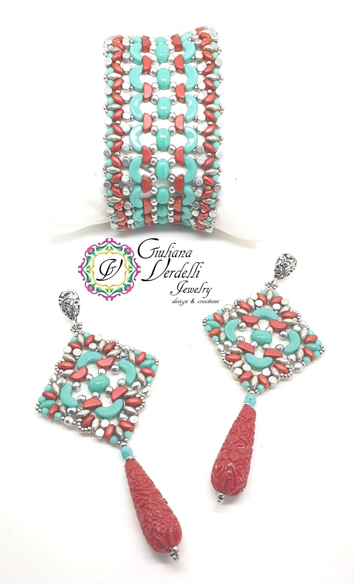 Galatea Set TUTORIAL bracelet and Earrings With Arcos, Minos, Kos, Samos, Superduo, Round Beads ...
