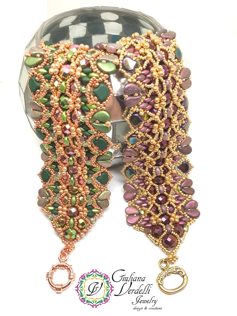 Baroque Bracelet TUTORIAL With Paisley, Ginko, Superduo, Round Beads, Drops, Fire Polished Beads ...