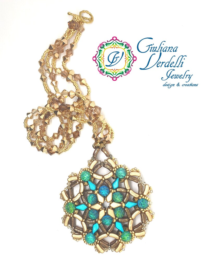 TUTORIAL for Double Sided Andromeda Pendant With Fixer Beads, Kite Beads, Drops, Cabochon ...