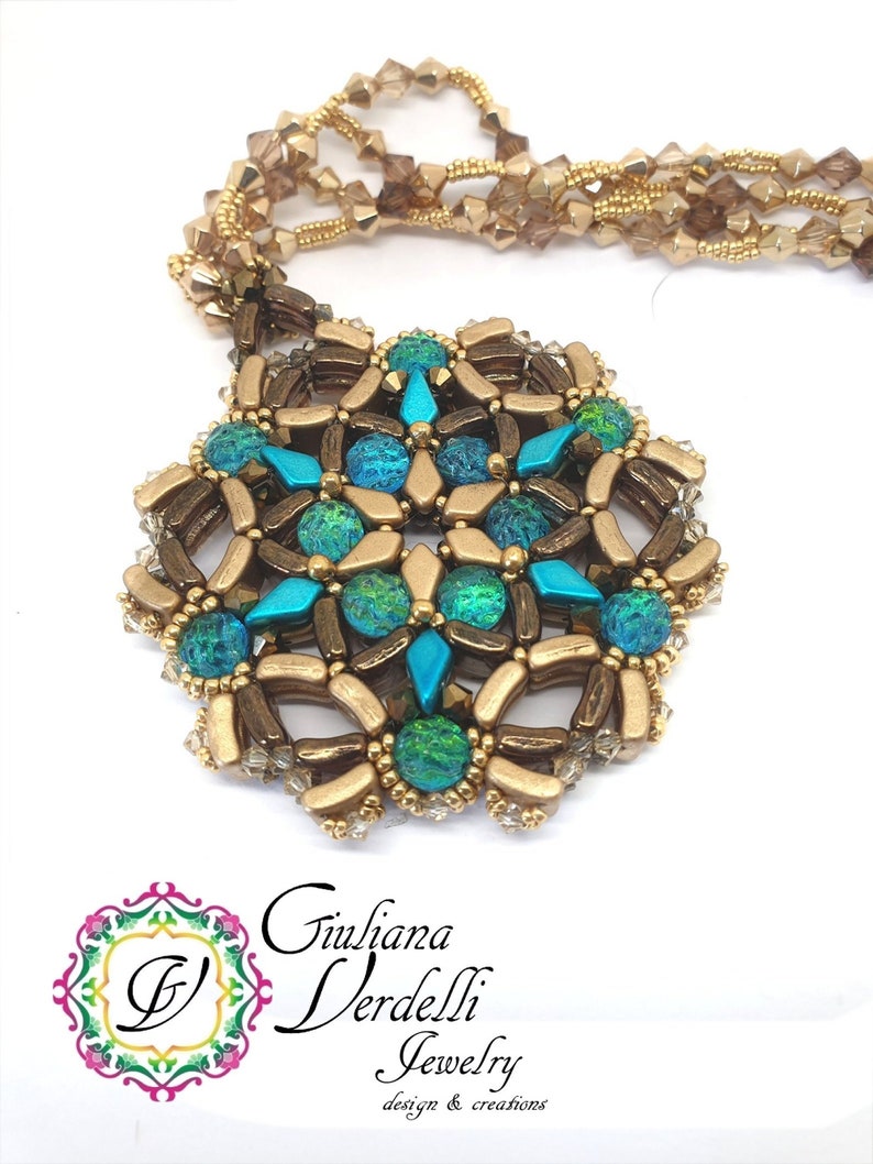 TUTORIAL for Double Sided Andromeda Pendant With Fixer Beads, Kite Beads, Drops, Cabochon ...