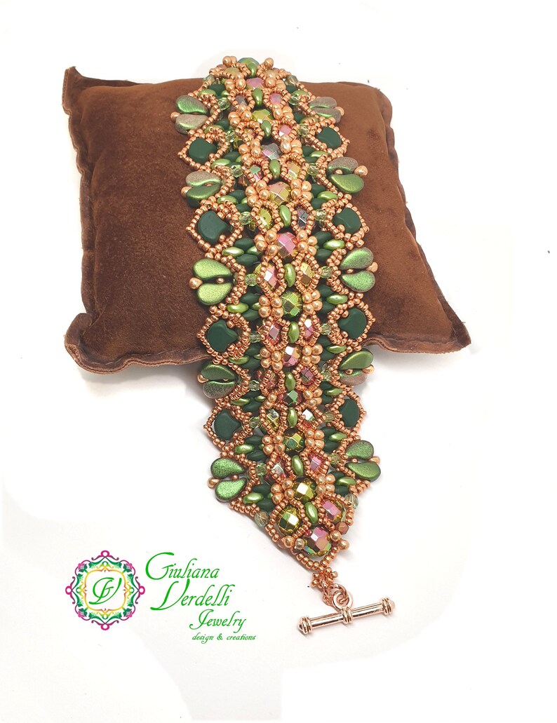 Baroque Bracelet TUTORIAL With Paisley, Ginko, Superduo, Round Beads, Drops, Fire Polished Beads ...