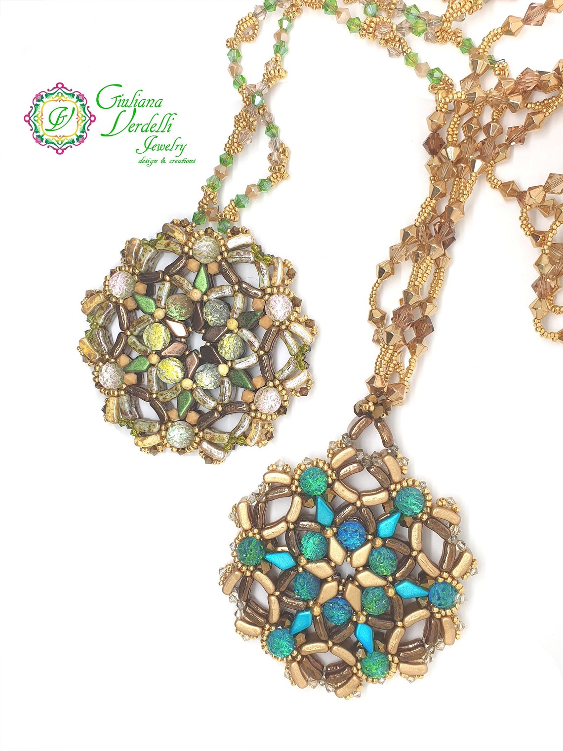 TUTORIAL for Double Sided Andromeda Pendant With Fixer Beads, Kite Beads, Drops, Cabochon ...